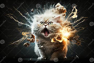 Cat Exploding during a Scientific Experiment Illustration Generative Ai ...