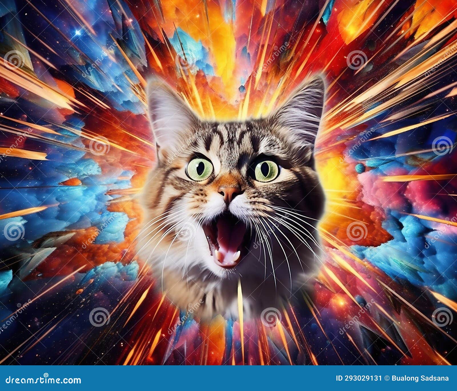 Cat is Exploding during a Scientific Experiment. Stock Illustration ...