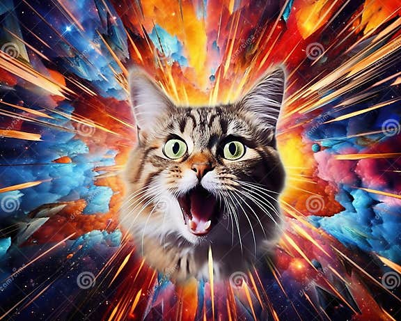 Cat is Exploding during a Scientific Experiment. Stock Illustration ...