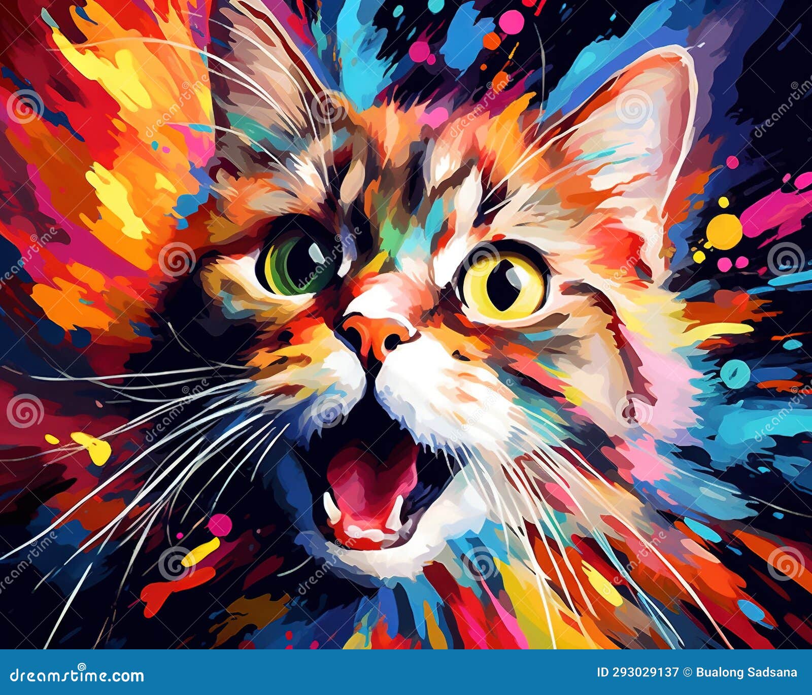 Cat is Exploding during a Scientific Experiment. Stock Illustration ...