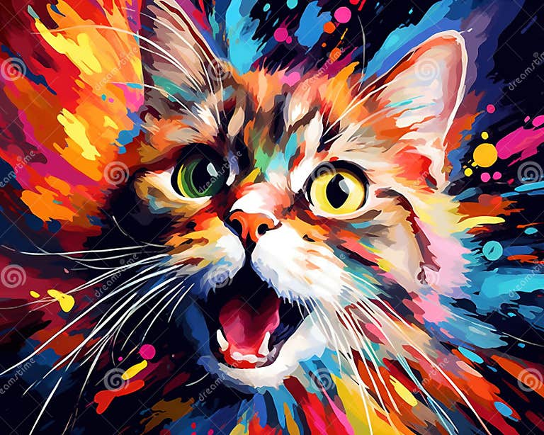 Cat is Exploding during a Scientific Experiment. Stock Illustration ...