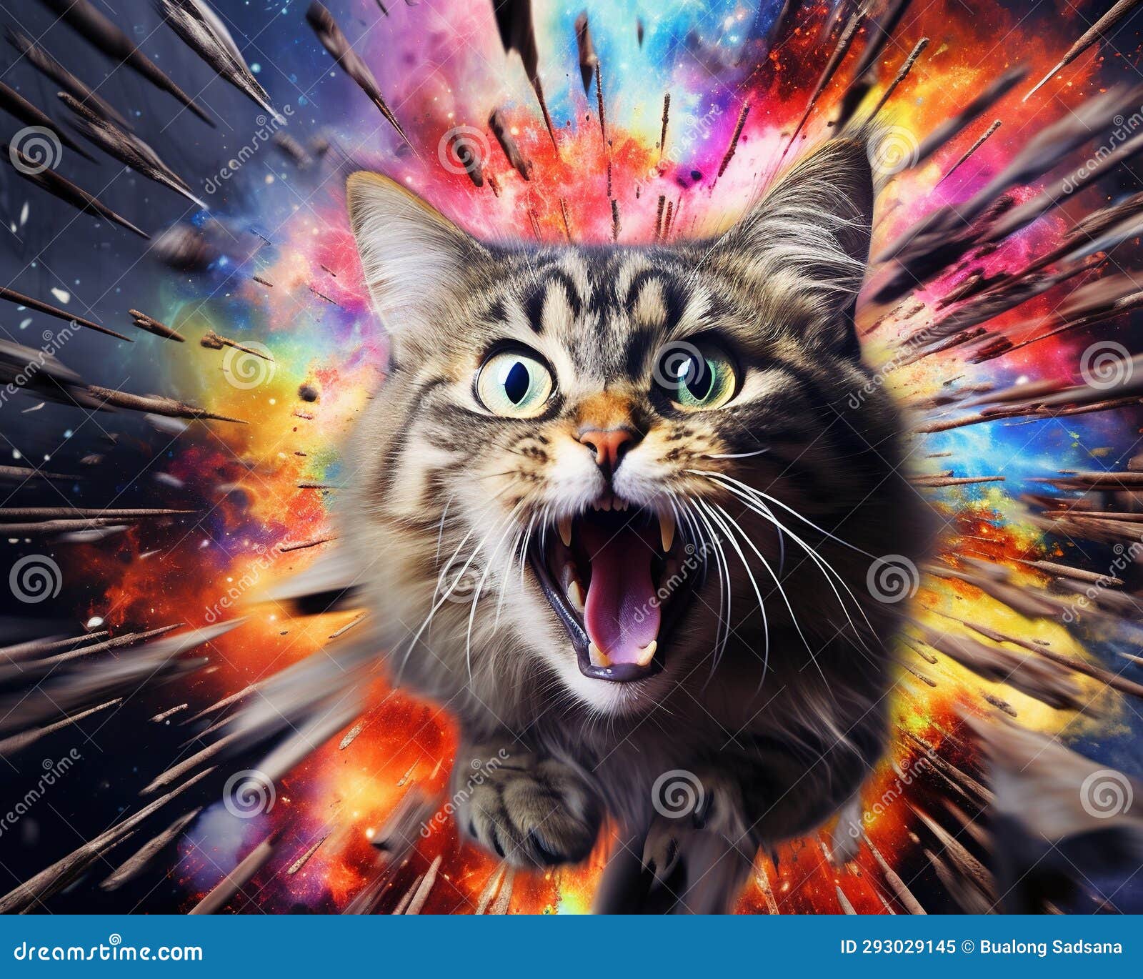 Cat is Exploding during a Scientific Experiment. Stock Illustration ...