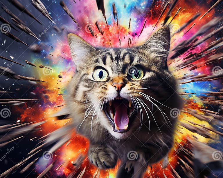 Cat is Exploding during a Scientific Experiment. Stock Illustration ...