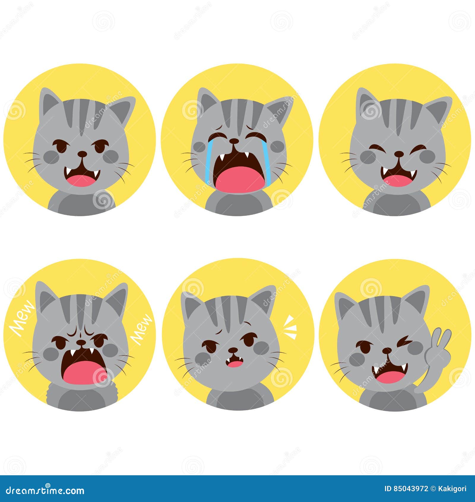 Cat Expressions illustration de vecteur. Illustration du chat - 85043972
