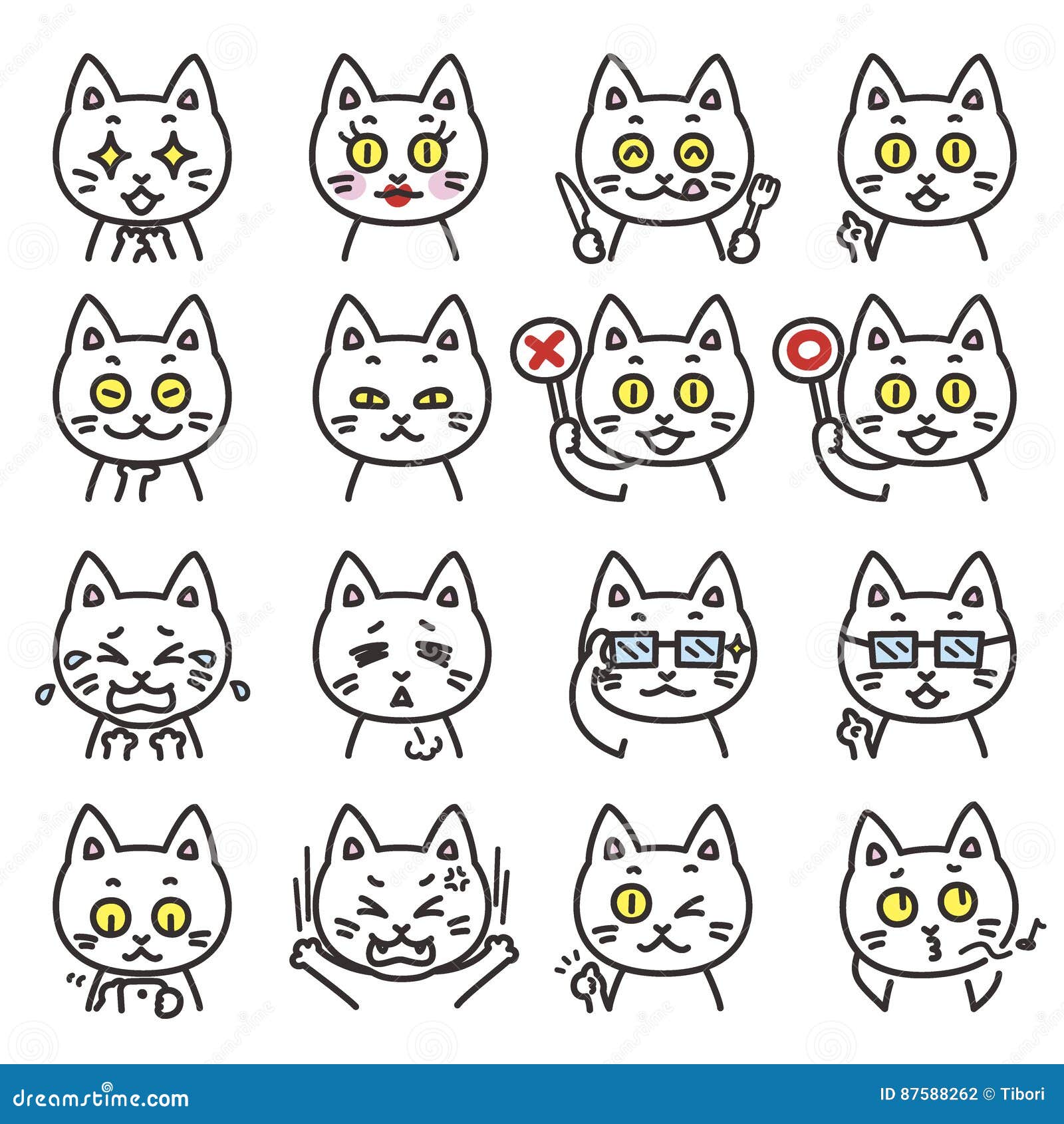 Cat expressions 02 stock vector. Illustration of guide - 87588262