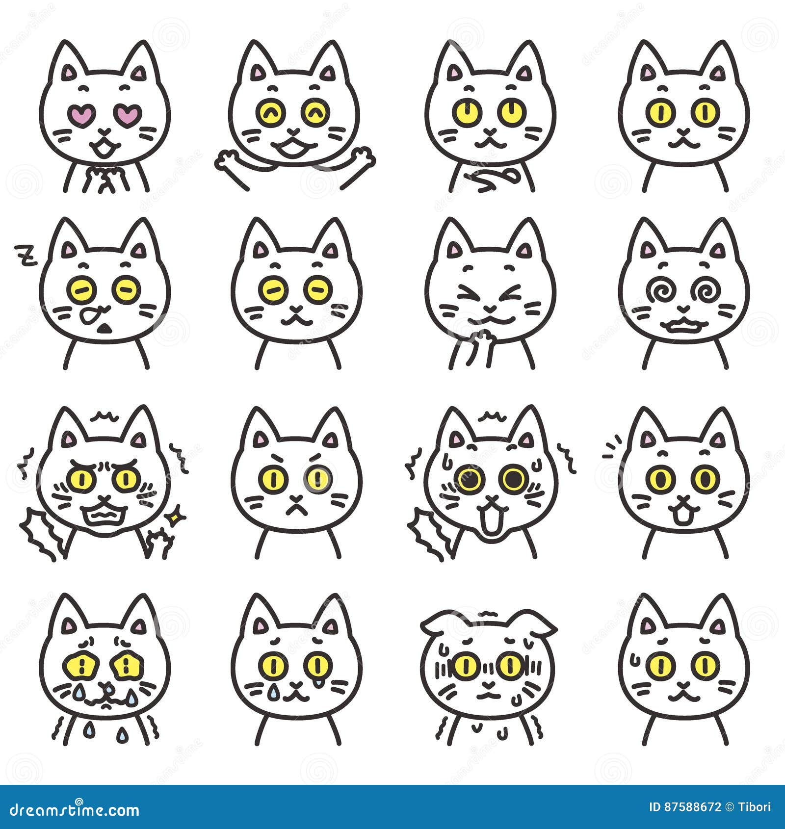 Cat expressions 01 stock vector. Illustration of astonished - 87588672