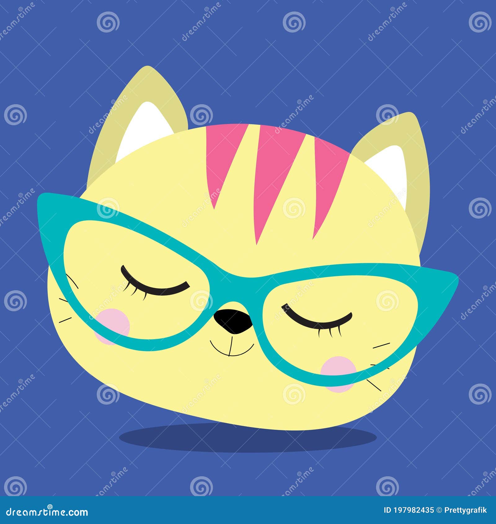 CAT FACE BLUE 03 2 stock illustration. Illustration of face - 197982435