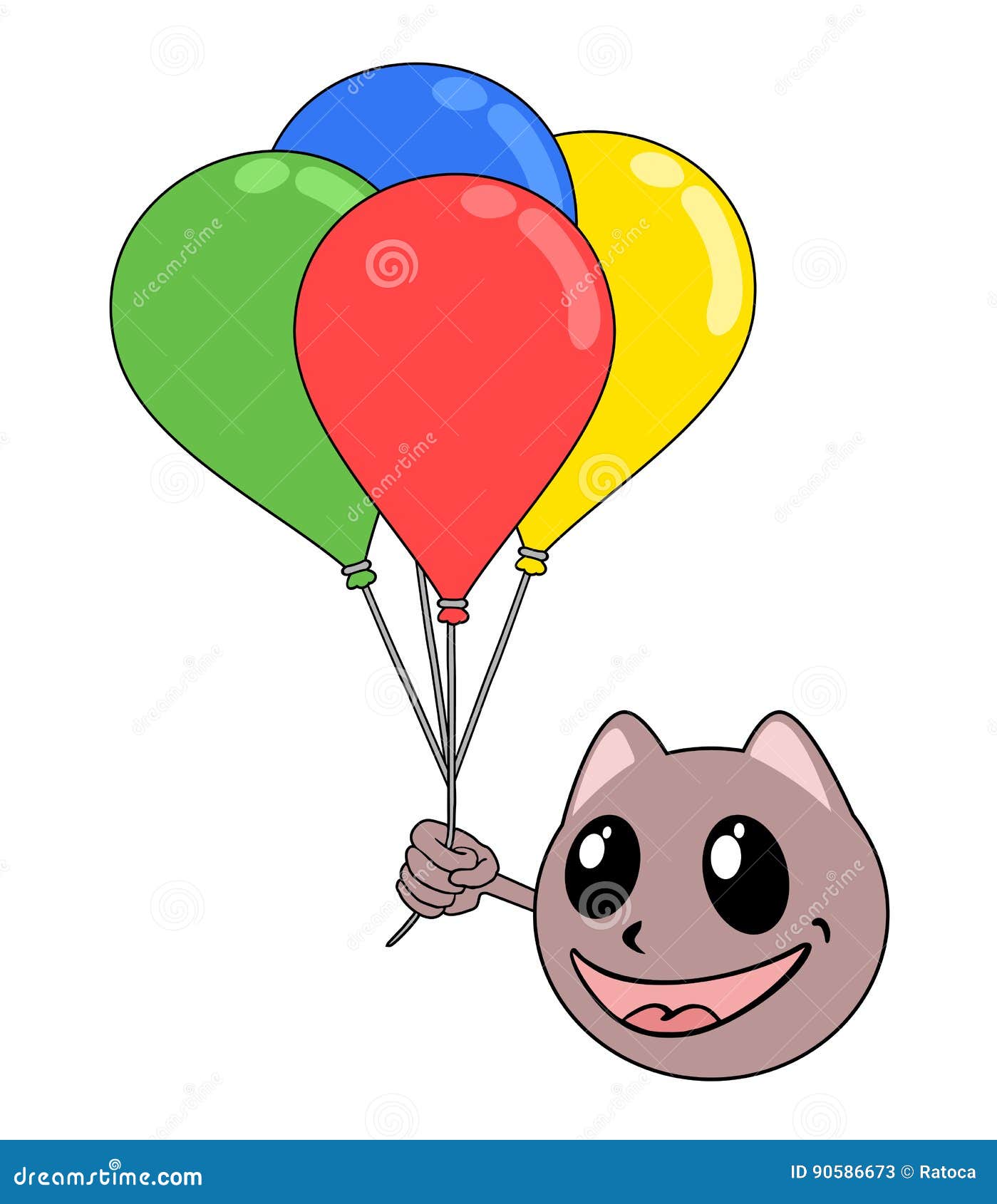 Cat Face with Color Balloons Stock Vector - Illustration of face ...