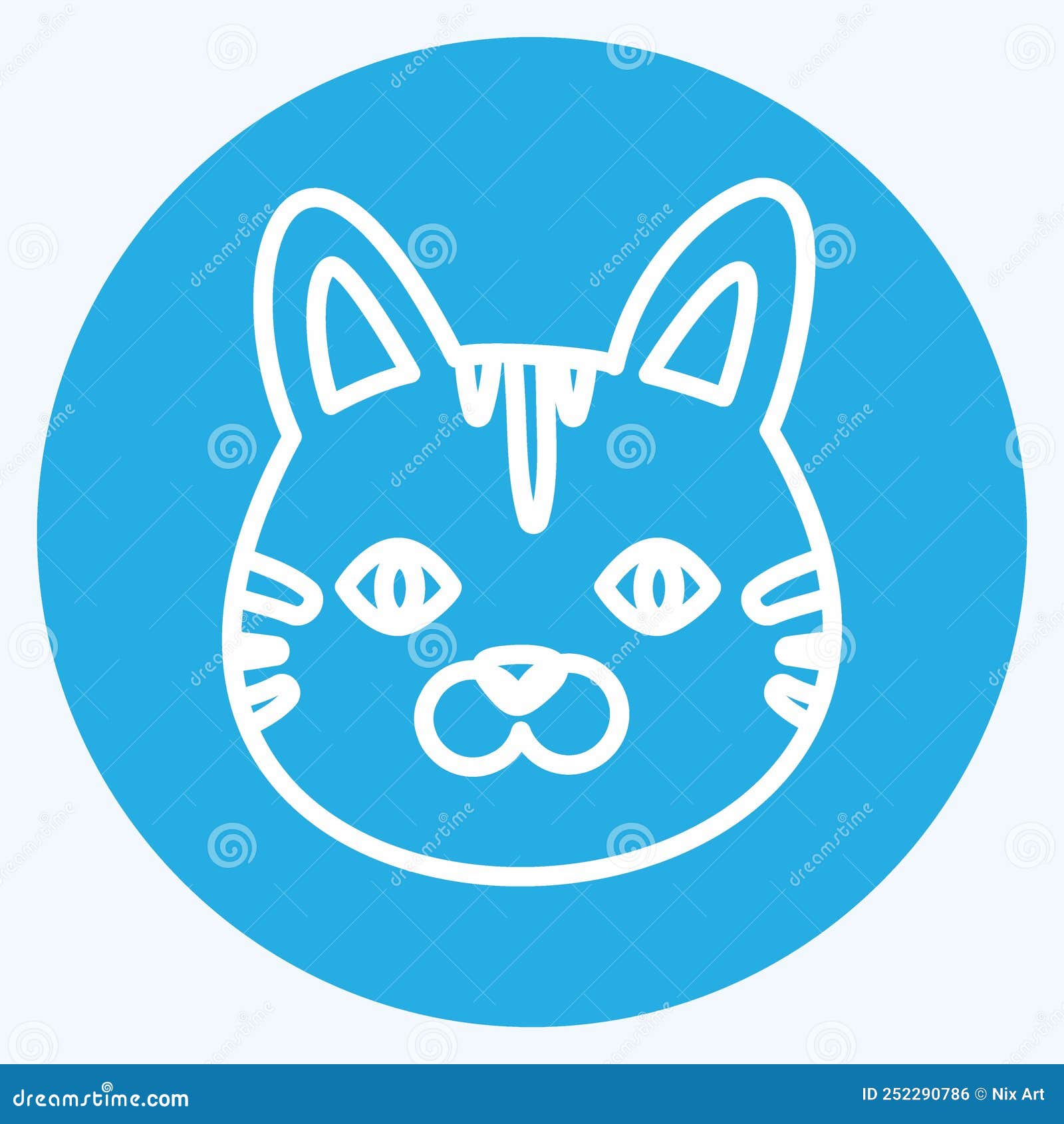 Cat Face Icon in Trendy Blue Eyes Style Isolated on Soft Blue ...
