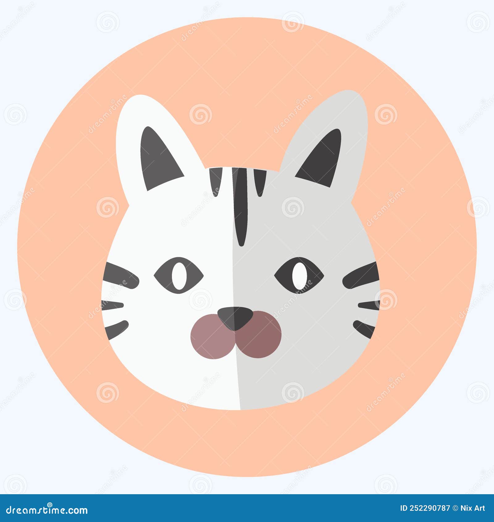 Cat Face Icon in Trendy Flat Style Isolated on Soft Blue Background ...