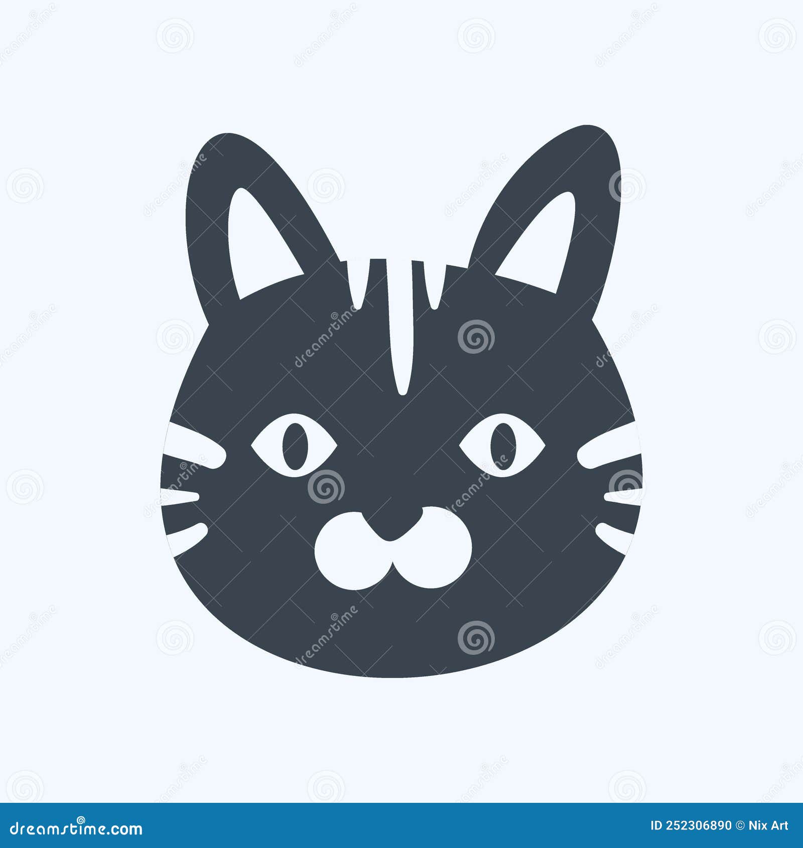 Cat Face Icon in Trendy Glyph Style Isolated on Soft Blue Background ...