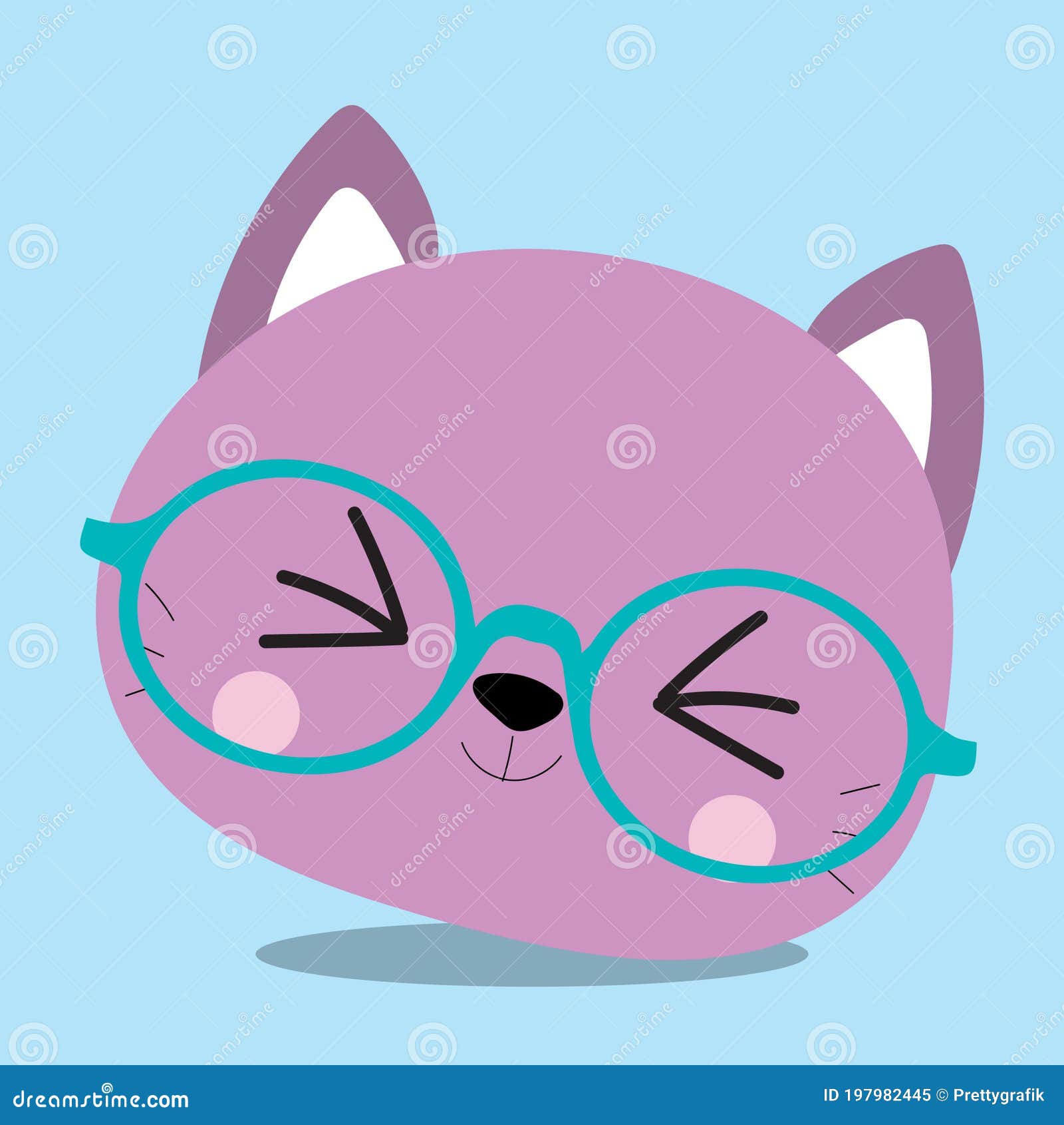 CAT FACE LIGHT BLUE 08 stock vector. Illustration of face - 197982445