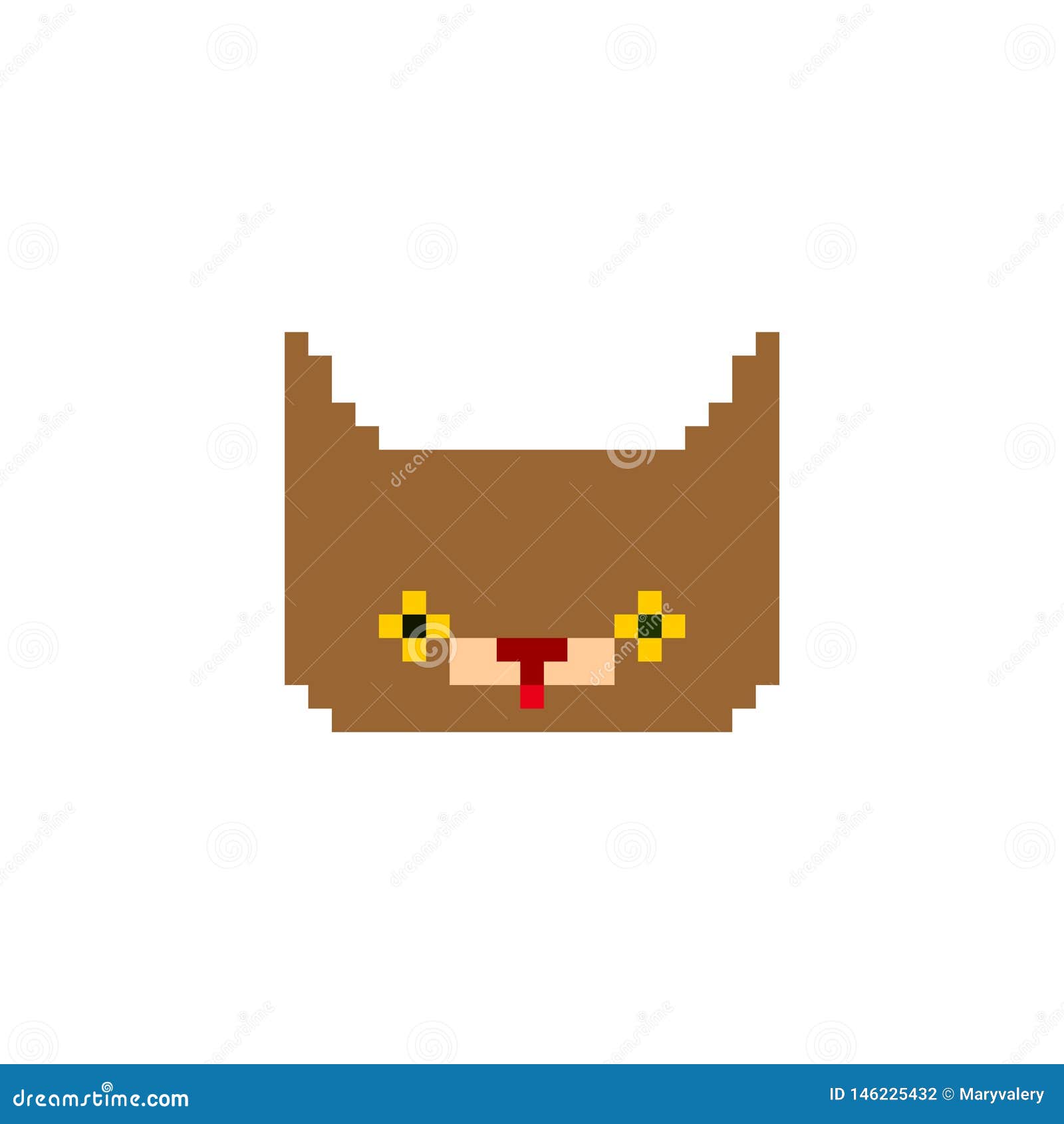 Cat Face Pixel Art. Pet Head Pixelated. Old Game Graphics Stock Vector ...