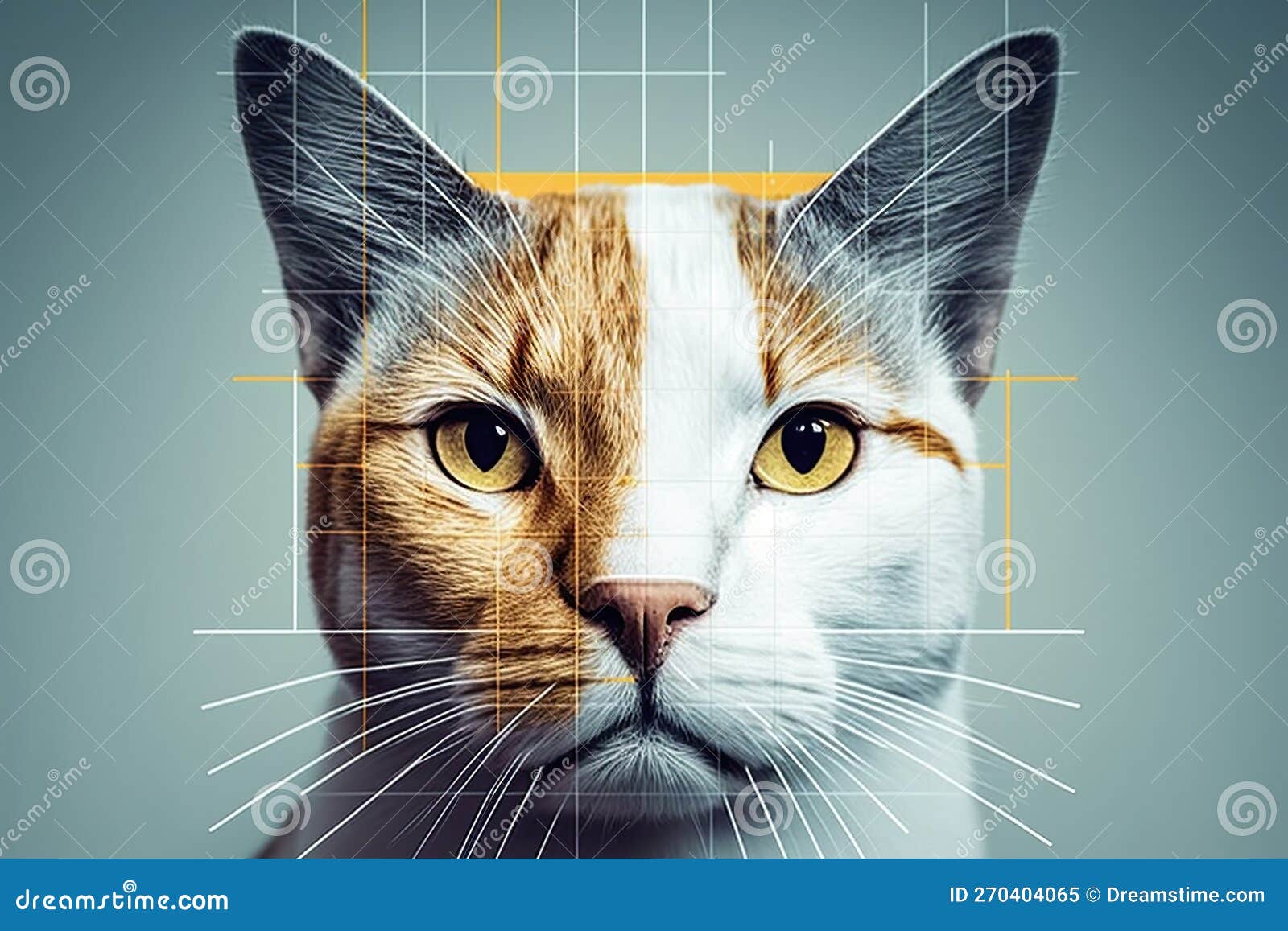 Cat with Face Recognition Grid, Concept of Face Recognition, Created ...