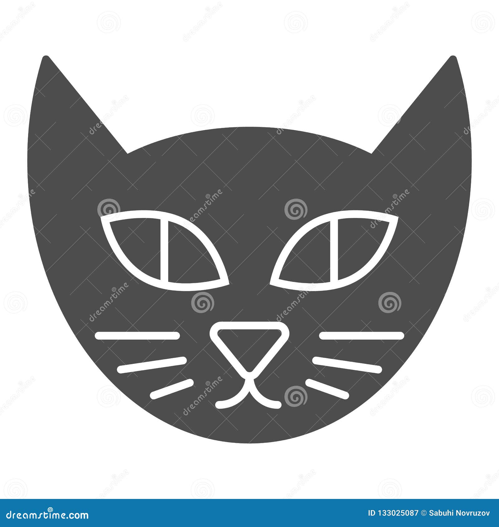 Cat Face Solid Icon. Pet Vector Illustration Isolated on White. Animal ...