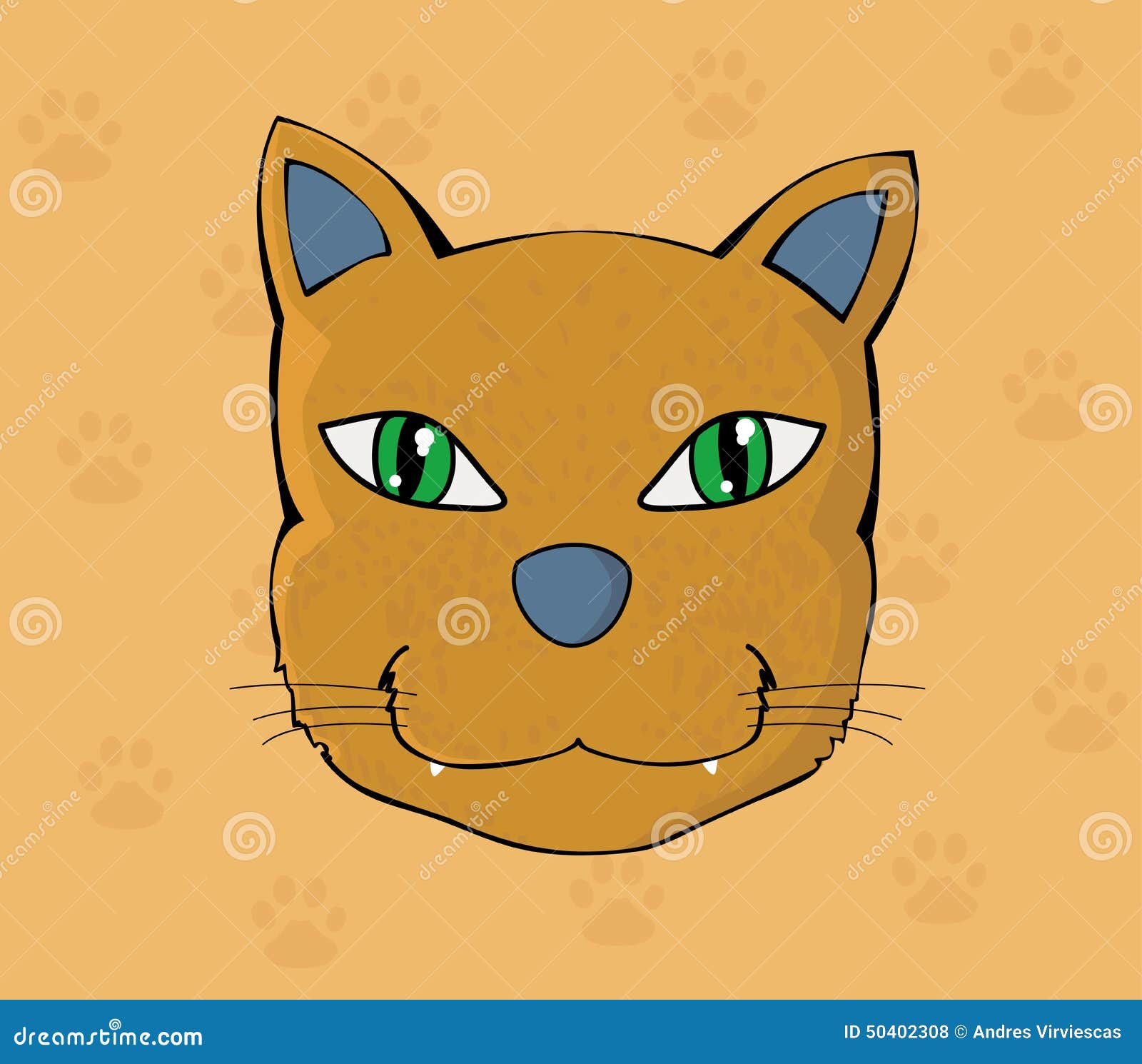 Cat face stock vector. Illustration of happy, cartoon - 50402308