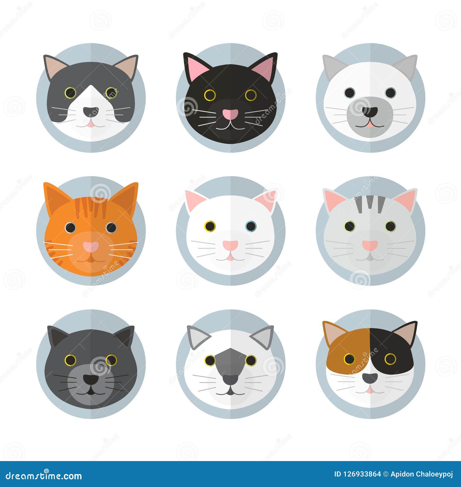 Kitty faces 002. stock vector. Illustration of face - 126933864