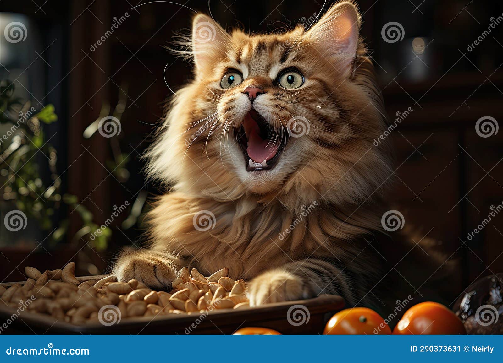Cat with falling food stock image. Image of portrait - 290373631