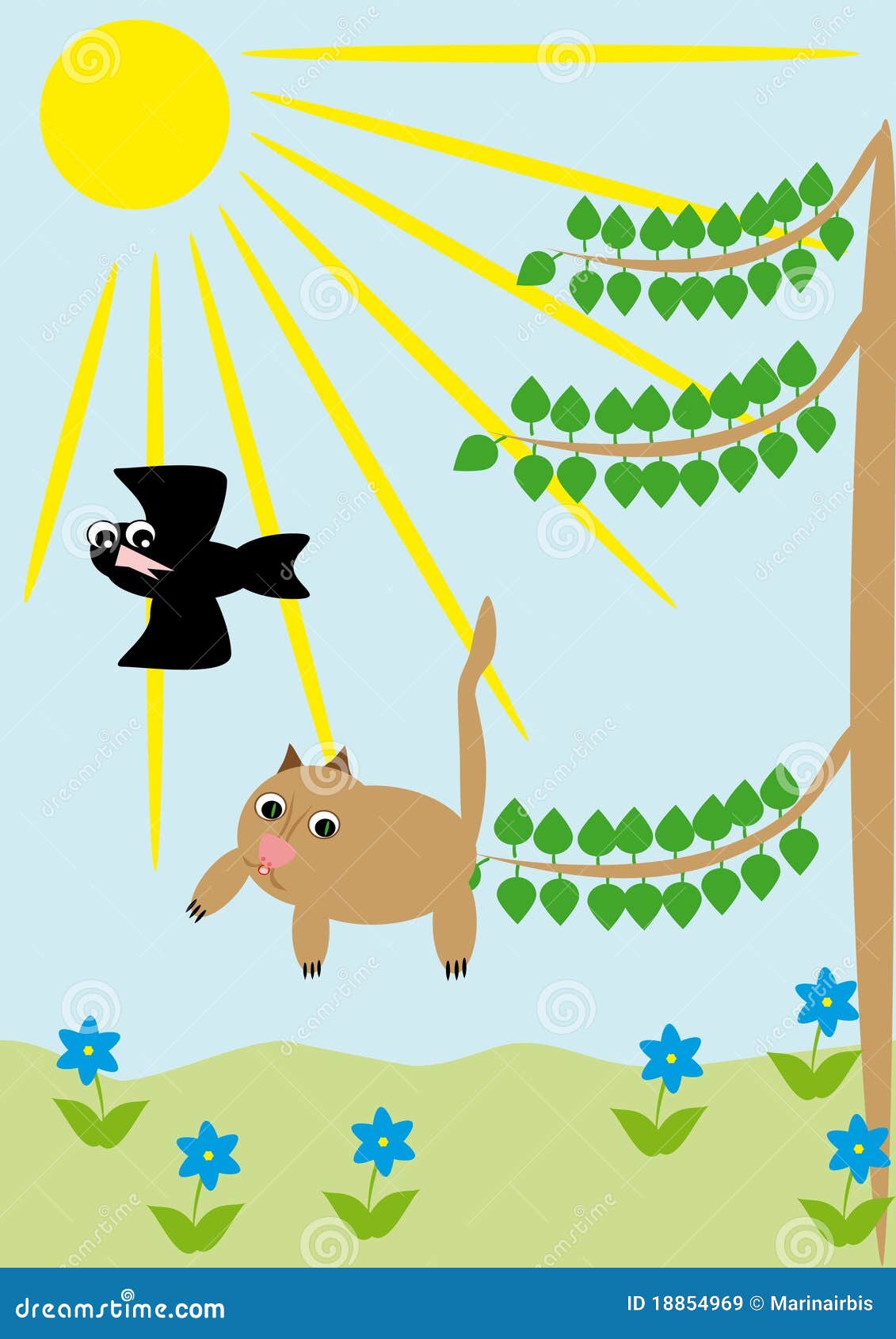 The cat falls from a tree stock vector. Illustration of cute - 18854969