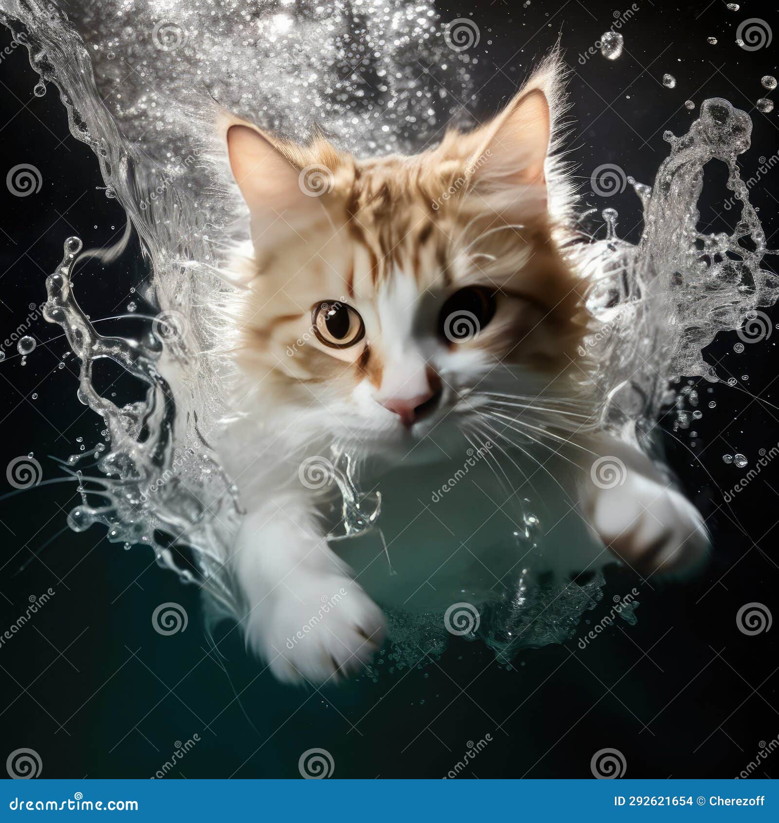 Cat Falling into the Water, Splash Stock Photo - Image of problem, rain ...