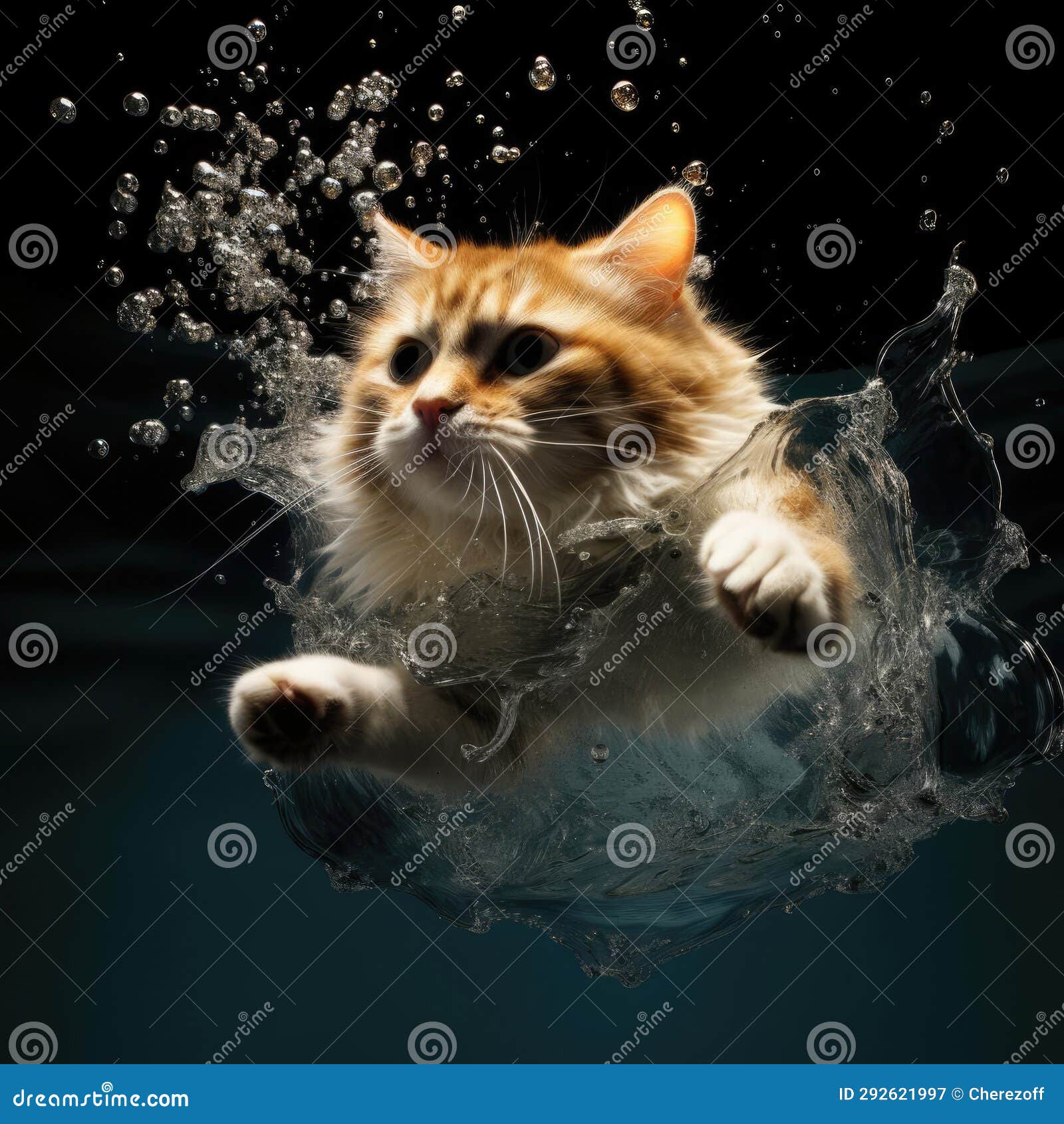 Cat Falling into the Water, Splash Stock Image - Image of drawing ...