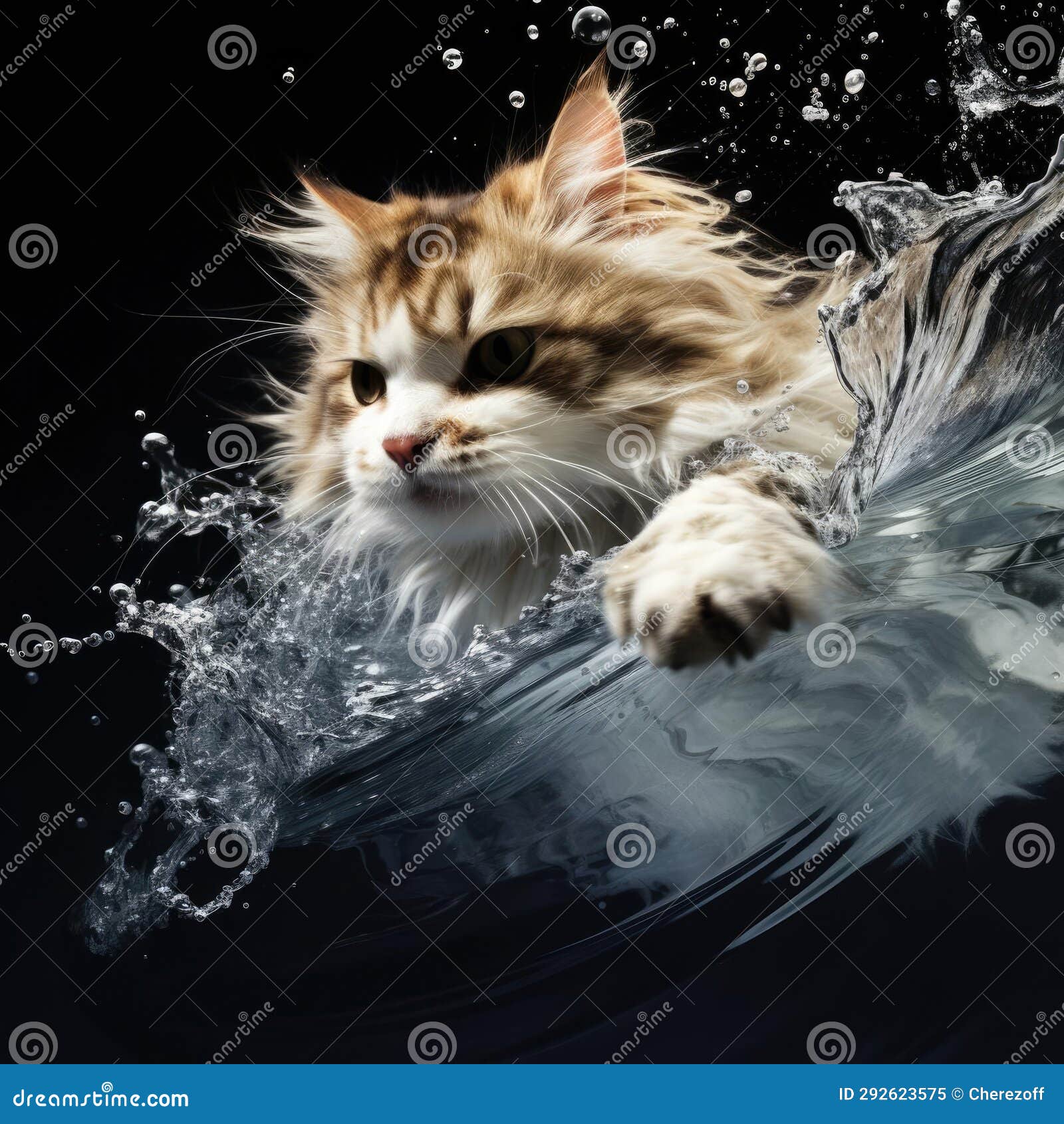 Cat Falling into the Water, Splash Stock Image - Image of surface ...