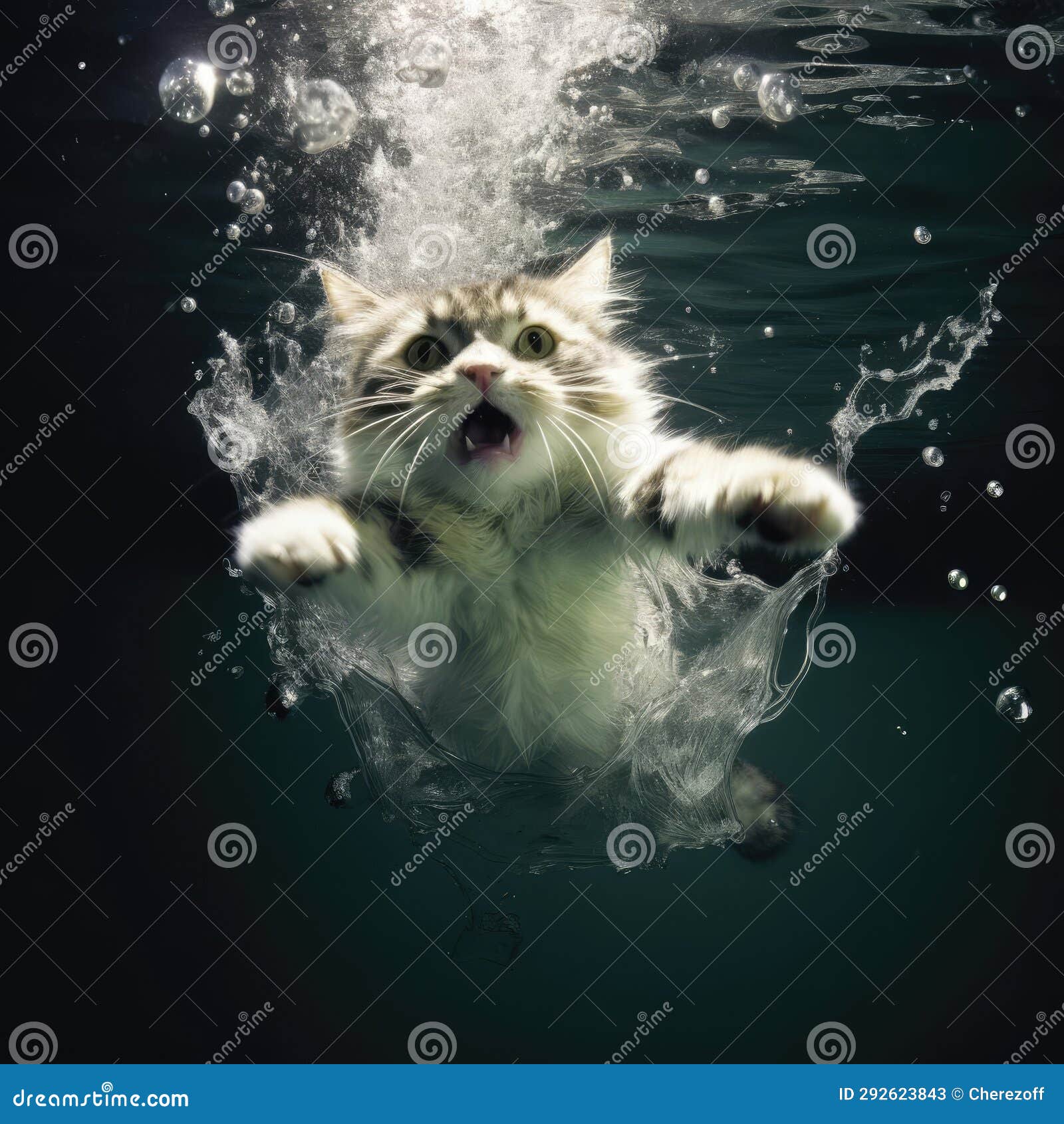 Cat Falling into the Water, Splash Stock Image - Image of bathtub ...