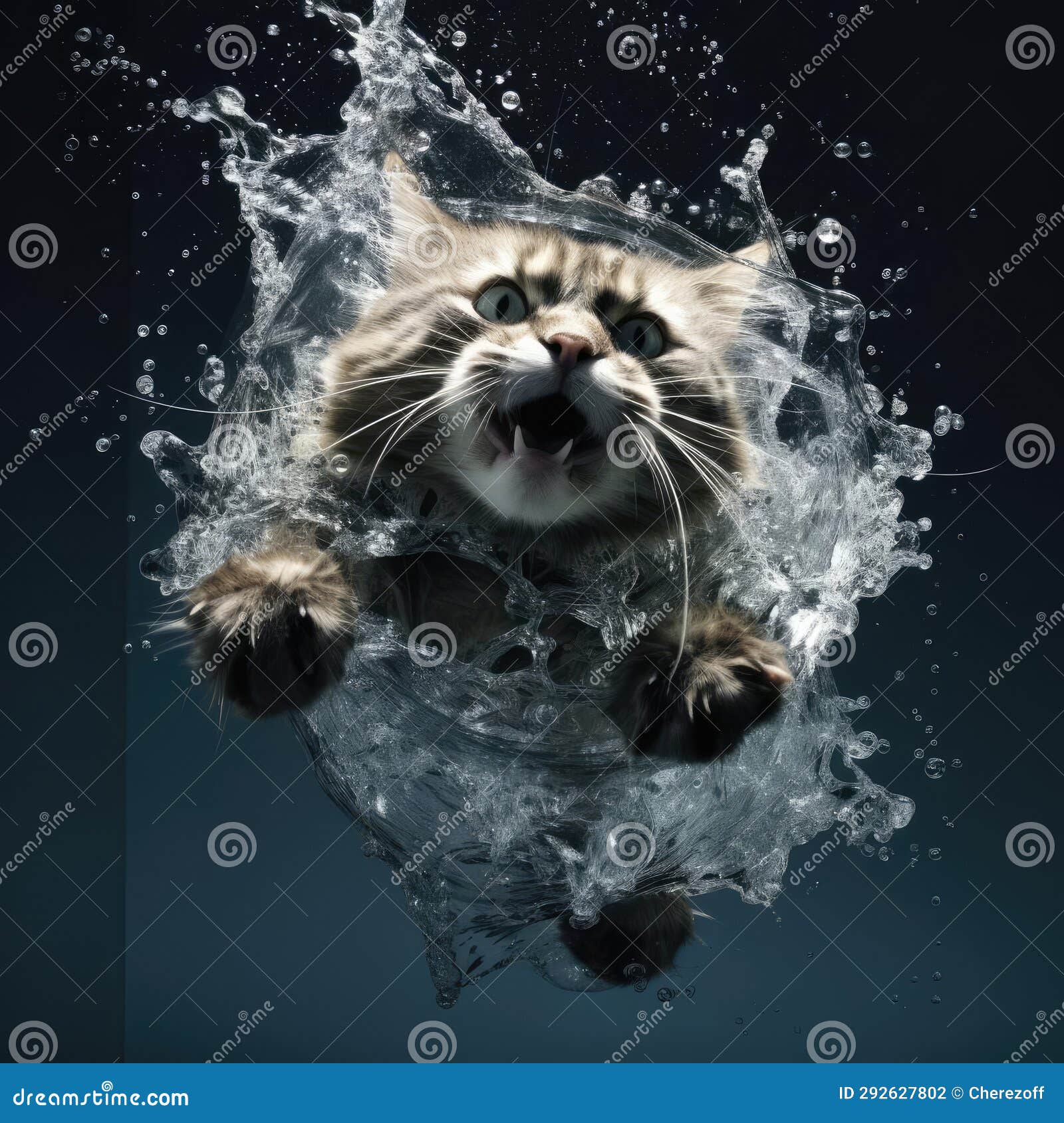 Cat Falling into the Water, Splash Stock Photo - Image of back, liquid ...