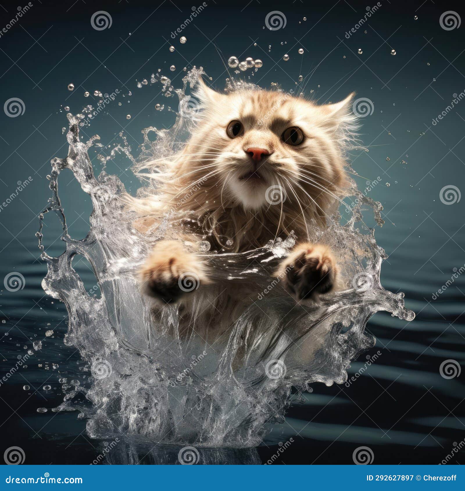 Cat Falling into the Water, Splash Stock Image - Image of running ...