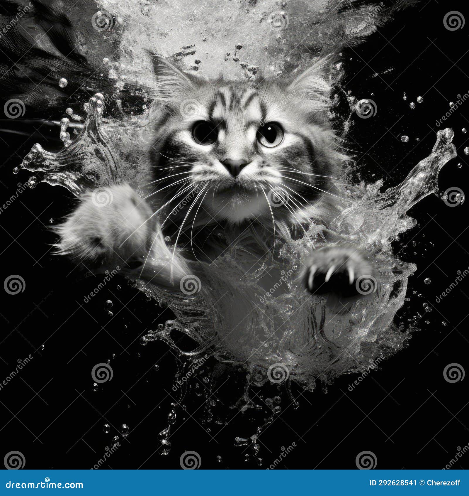 Cat Falling into the Water, Splash Stock Image - Image of character ...