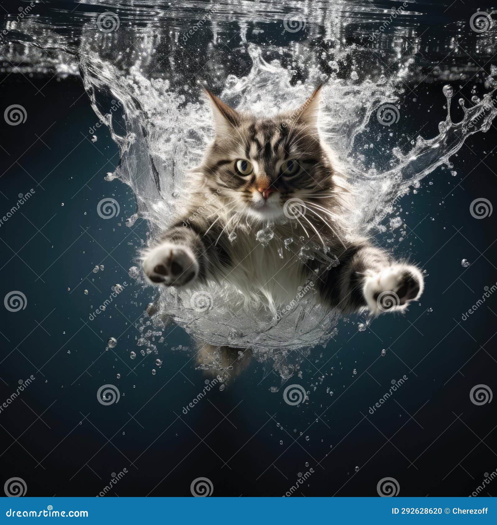 Cat Falling into the Water, Splash Stock Photo - Image of drop, running ...