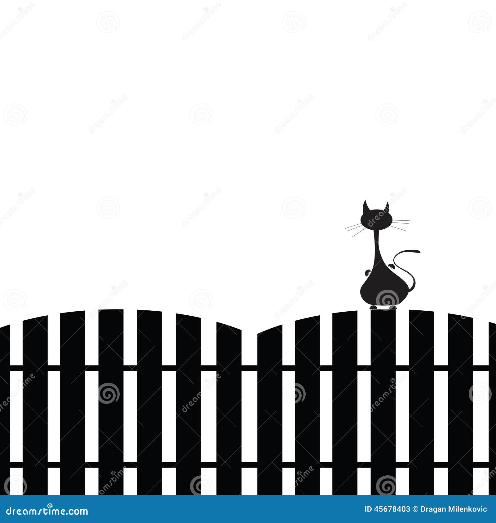 Cat on the Fence Silhouette Stock Vector - Illustration of animal ...