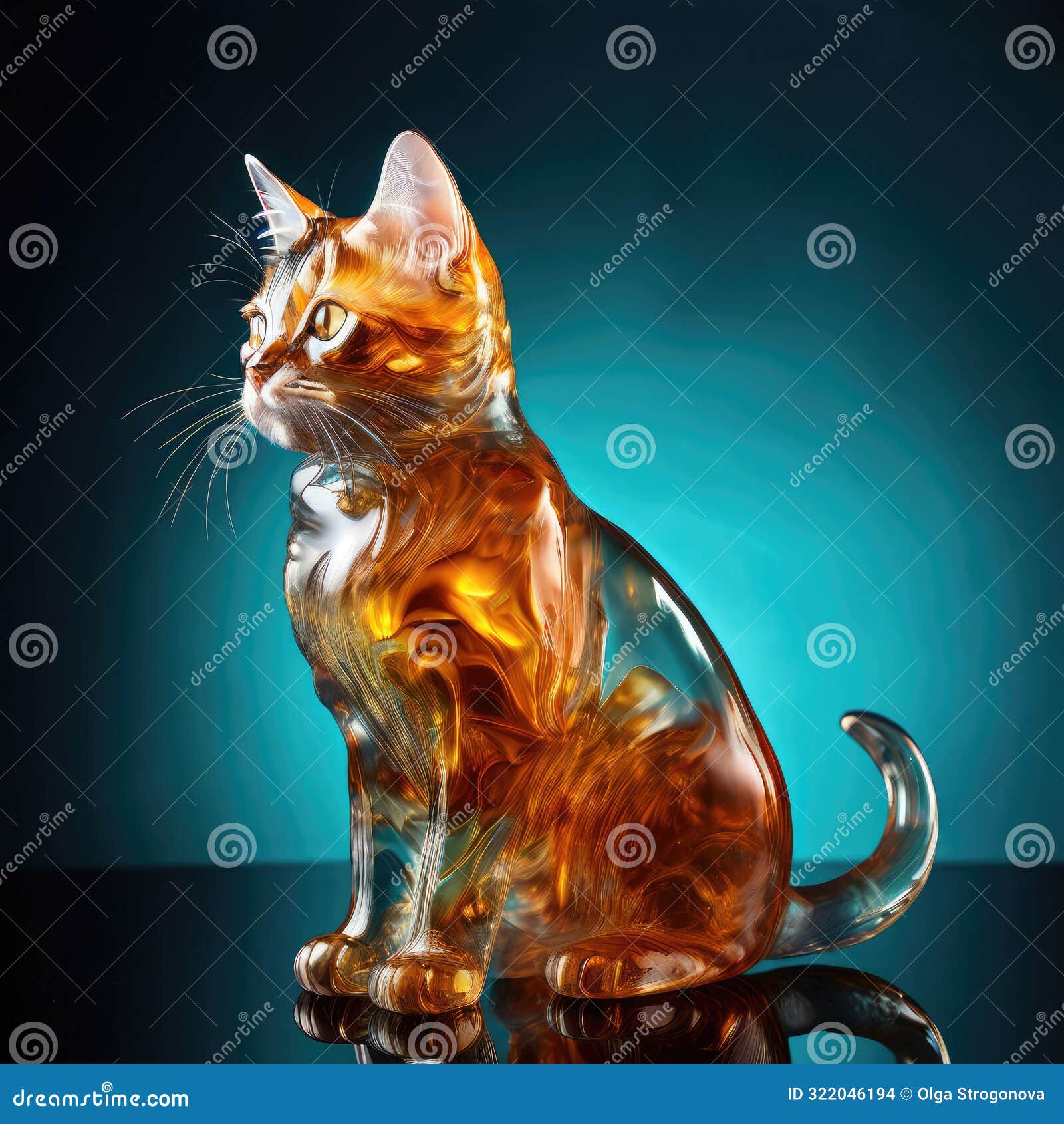 Cat Figure Made from Colorful Solidified Glass Stock Photo - Image of ...