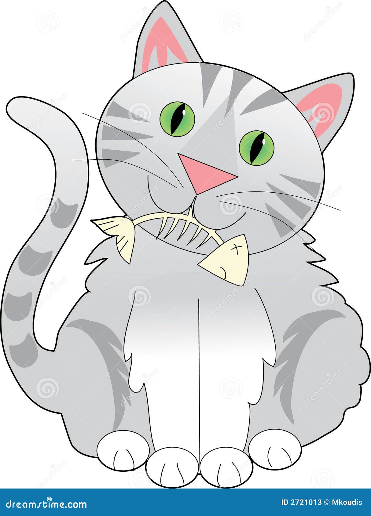 Cat Fish Bone stock vector. Illustration of kitty, grey - 2721013
