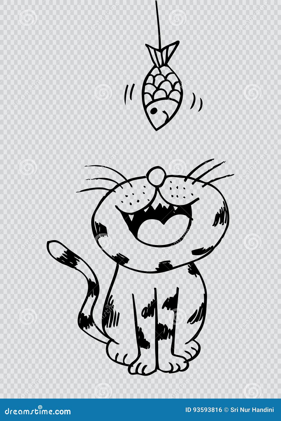 Cat and fish stock illustration. Illustration of modern - 93593816