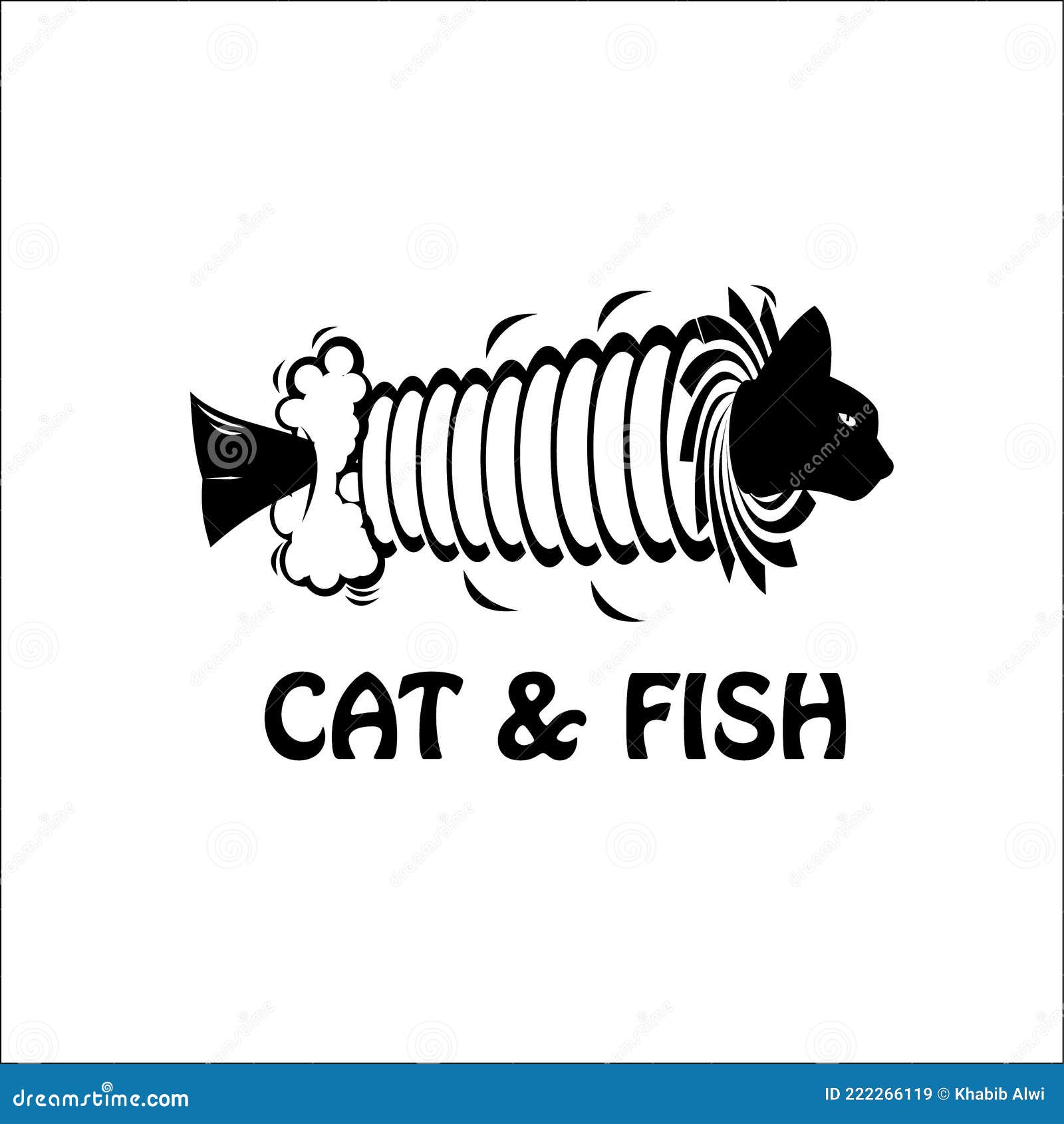 CAT & FISH logo stock vector. Illustration of head - 222266119