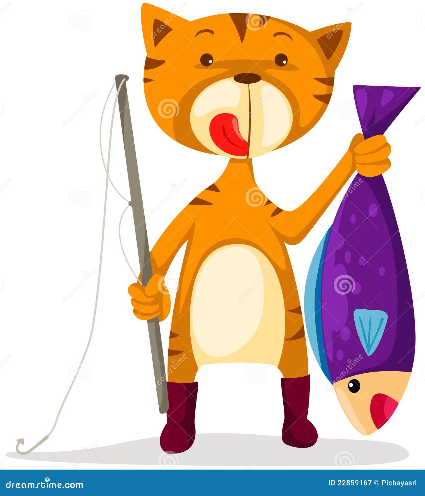 Cat fishing stock vector. Illustration of child, drawing - 22859167