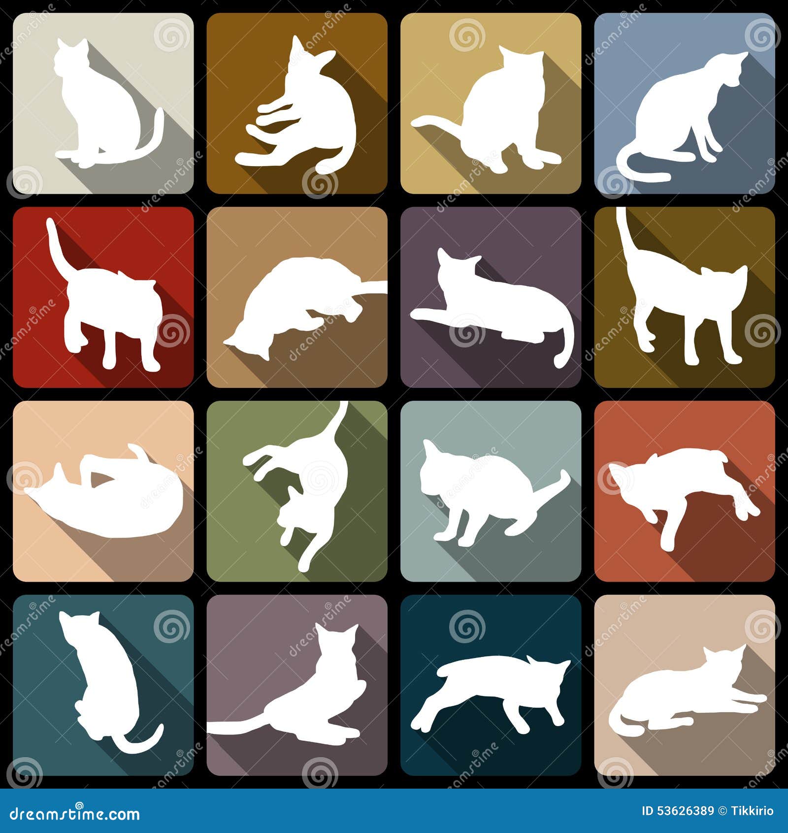 Cat flat icon. stock vector. Illustration of shadows - 53626389