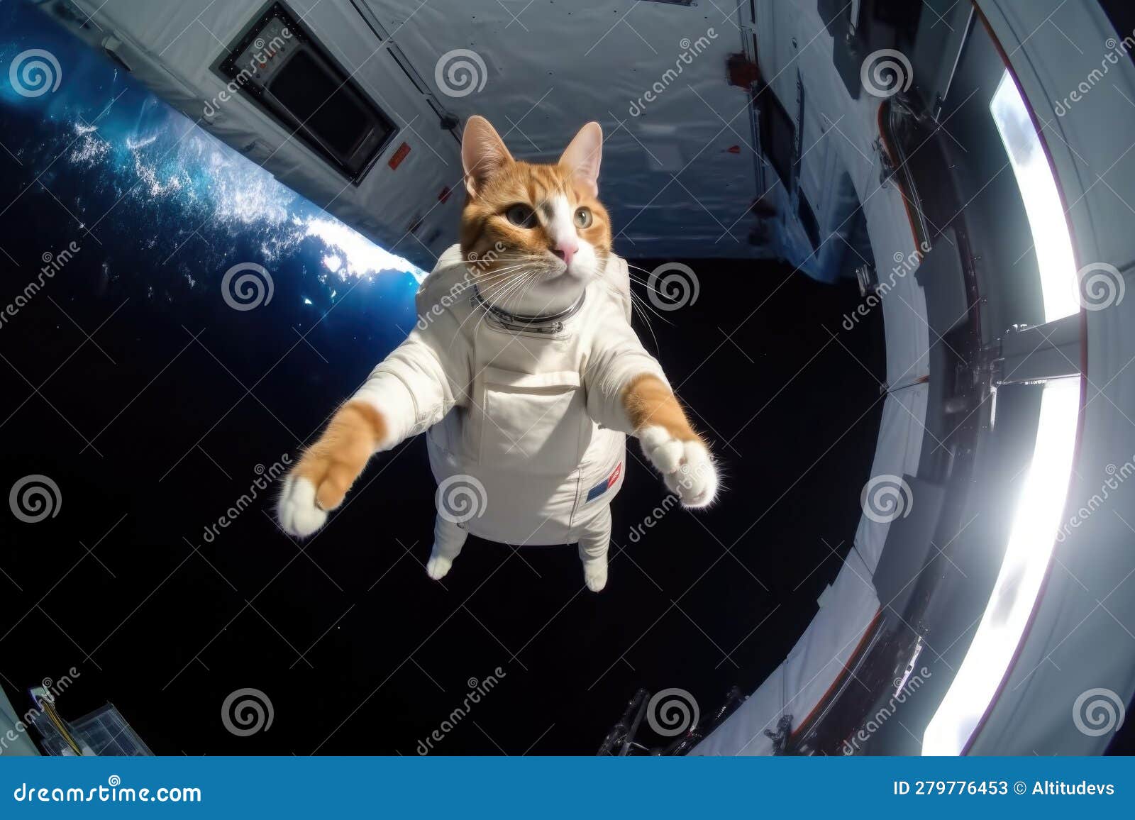 Cat, Floating in Micro-gravity Environment and Taking Selfies Stock ...