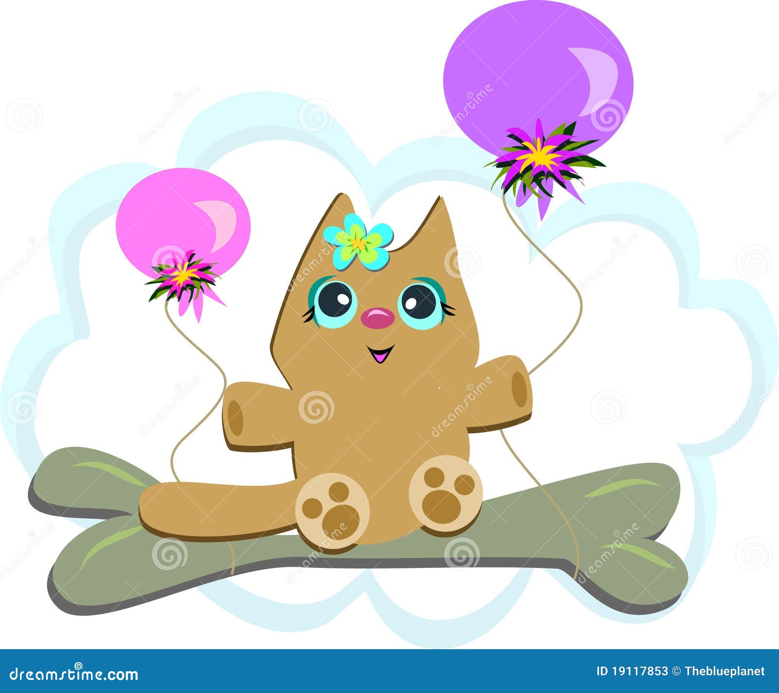 Cat Floats on a Bone stock vector. Illustration of float - 19117853