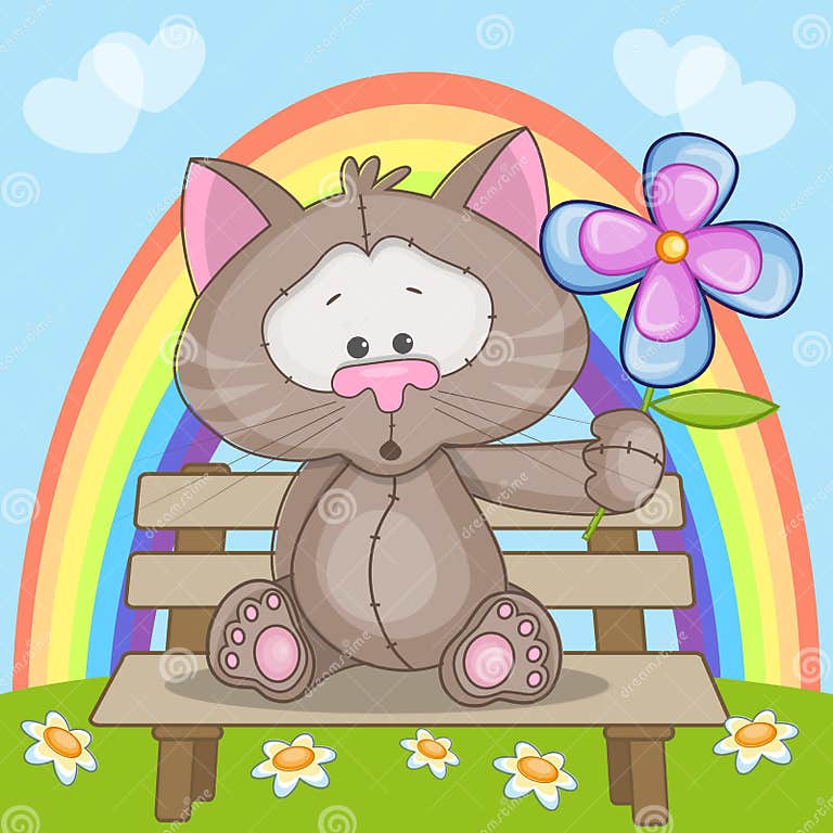 Cat with flower stock vector. Illustration of cheerful - 41893654