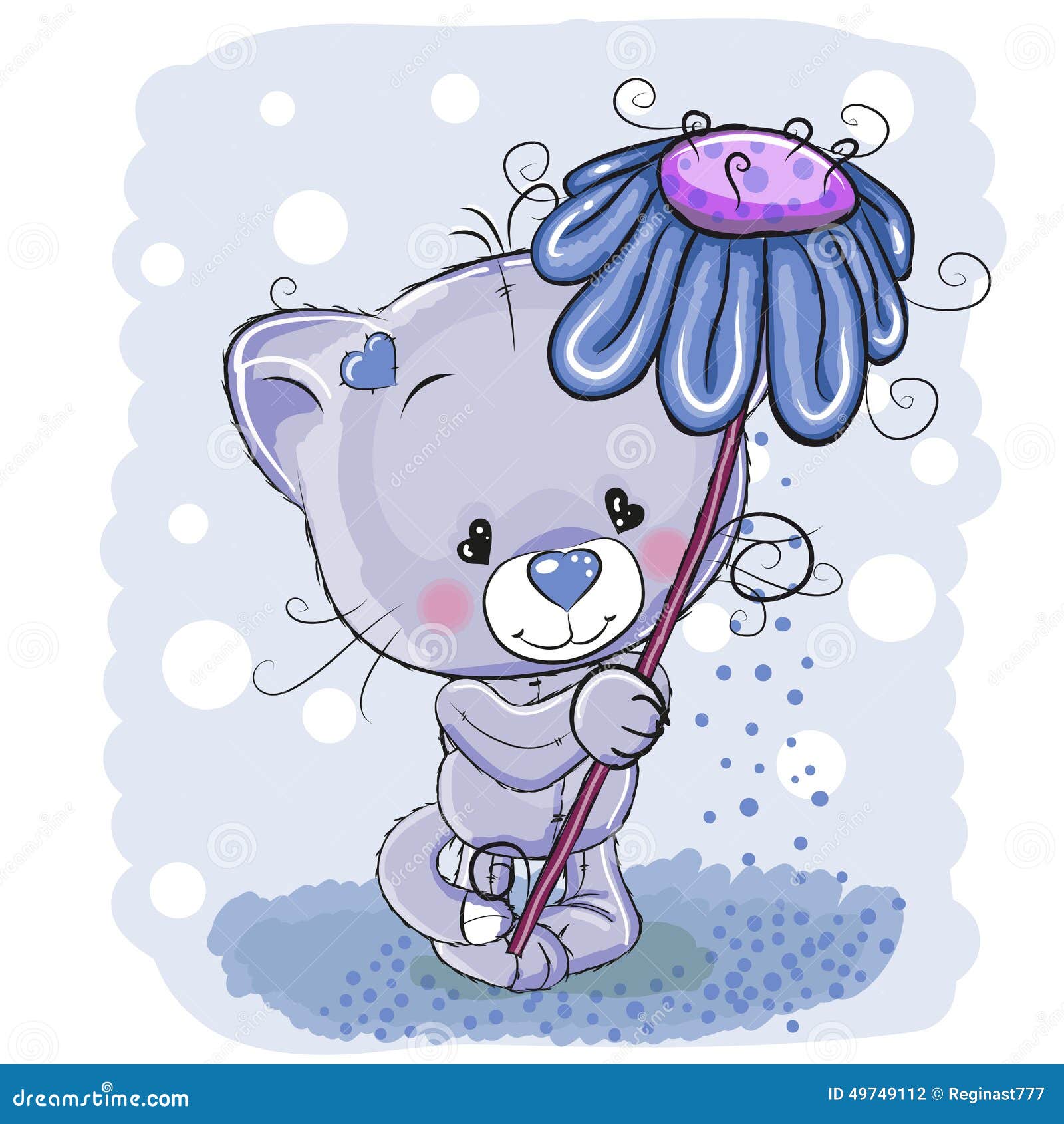 Cat with flower stock vector. Illustration of card, flowers - 49749112