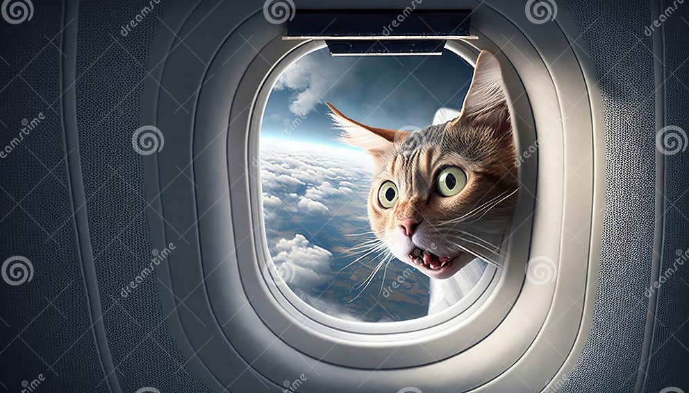 The Cat is Flying on a Plane. Stock Image - Image of traveller, journey ...