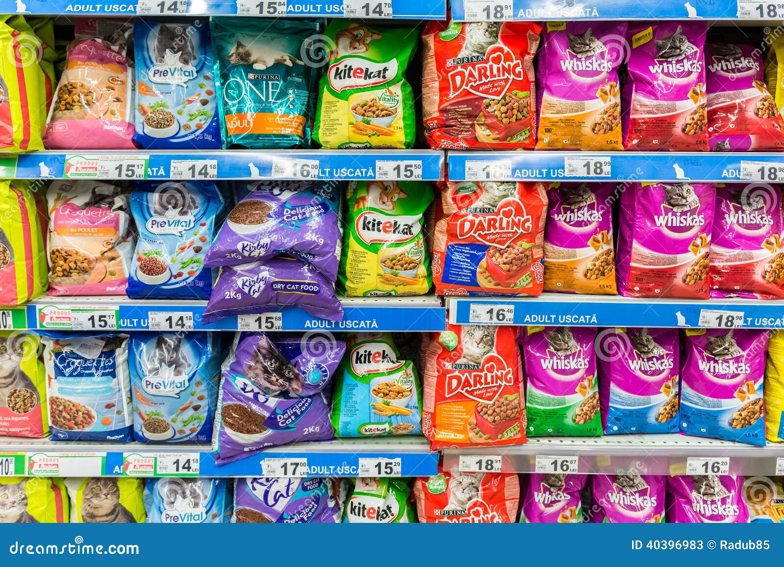 Cat Food Products foto de archivo editorial. Imagen de bolsos - 40396983