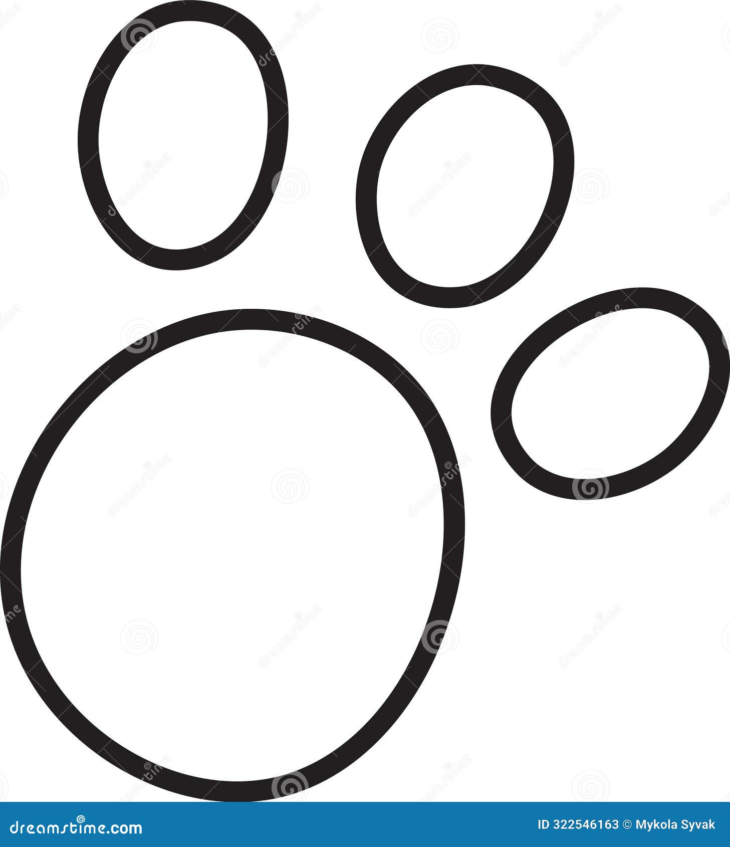 Cat Footprint Outline stock vector. Illustration of silhouette - 322546163