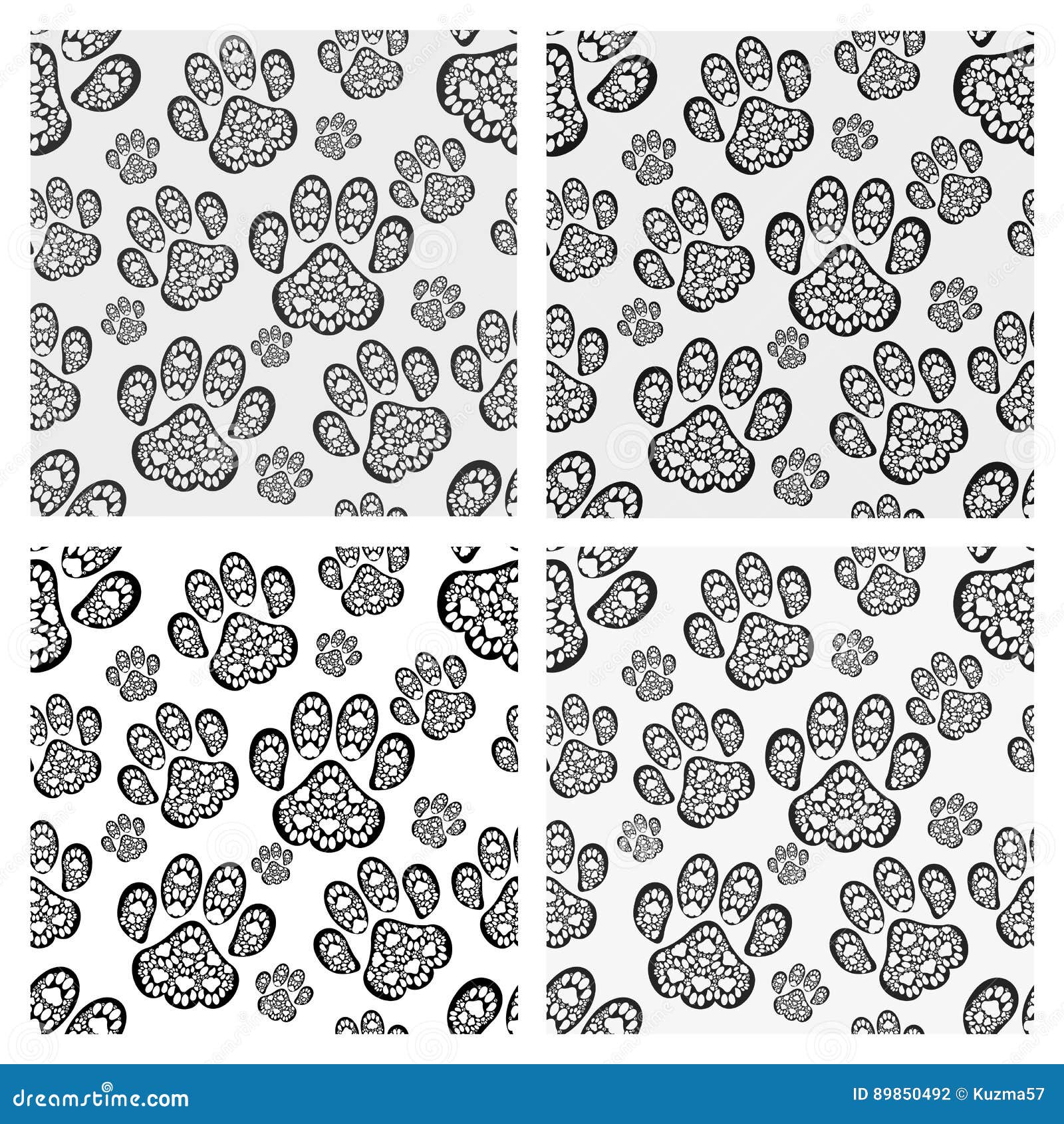 Cat Footprint Seamless Pattern. Stock Illustration - Illustration of ...