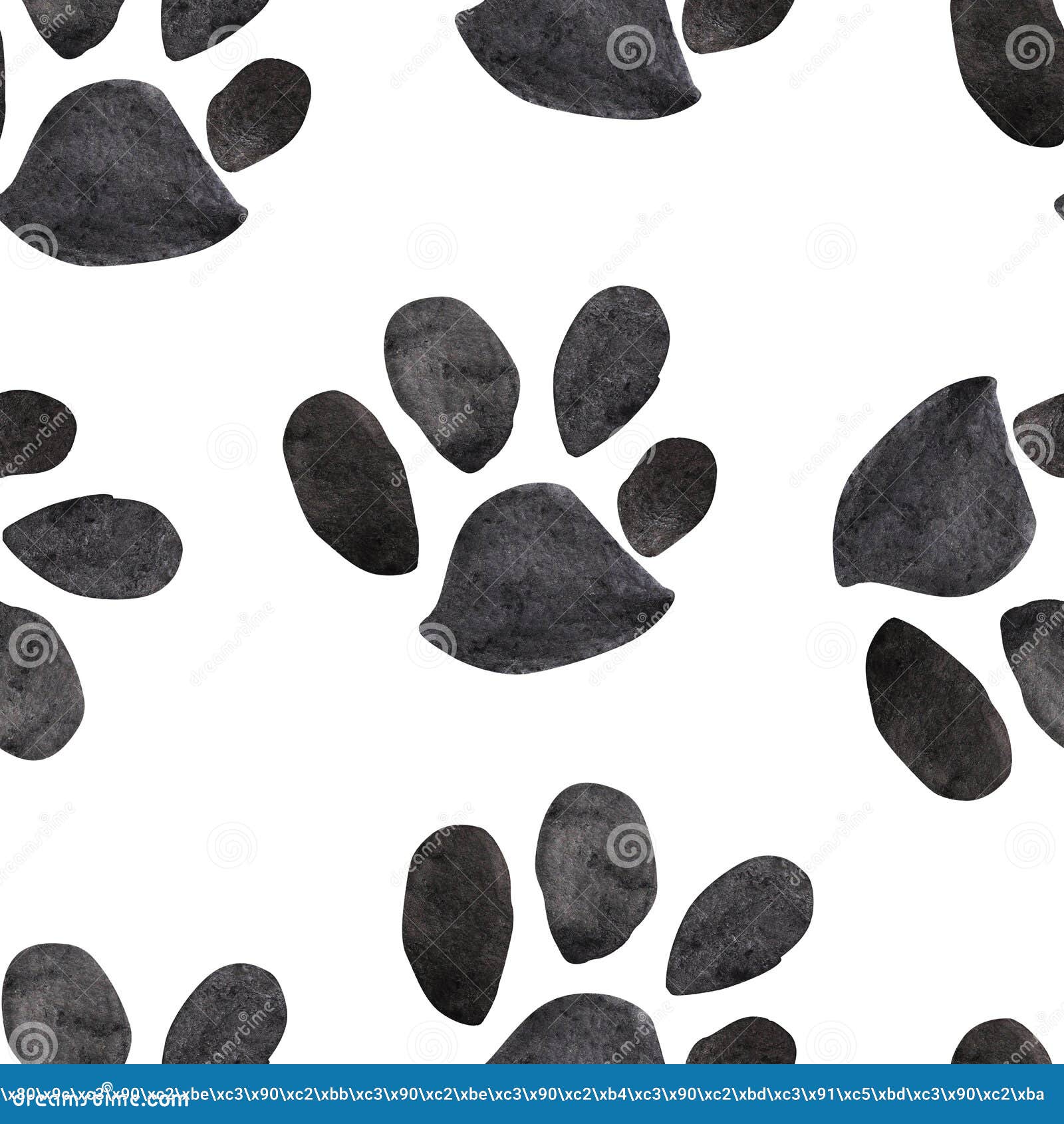 Cat Footprint Watercolor Seamless Pattern Stock Image - Image of ...