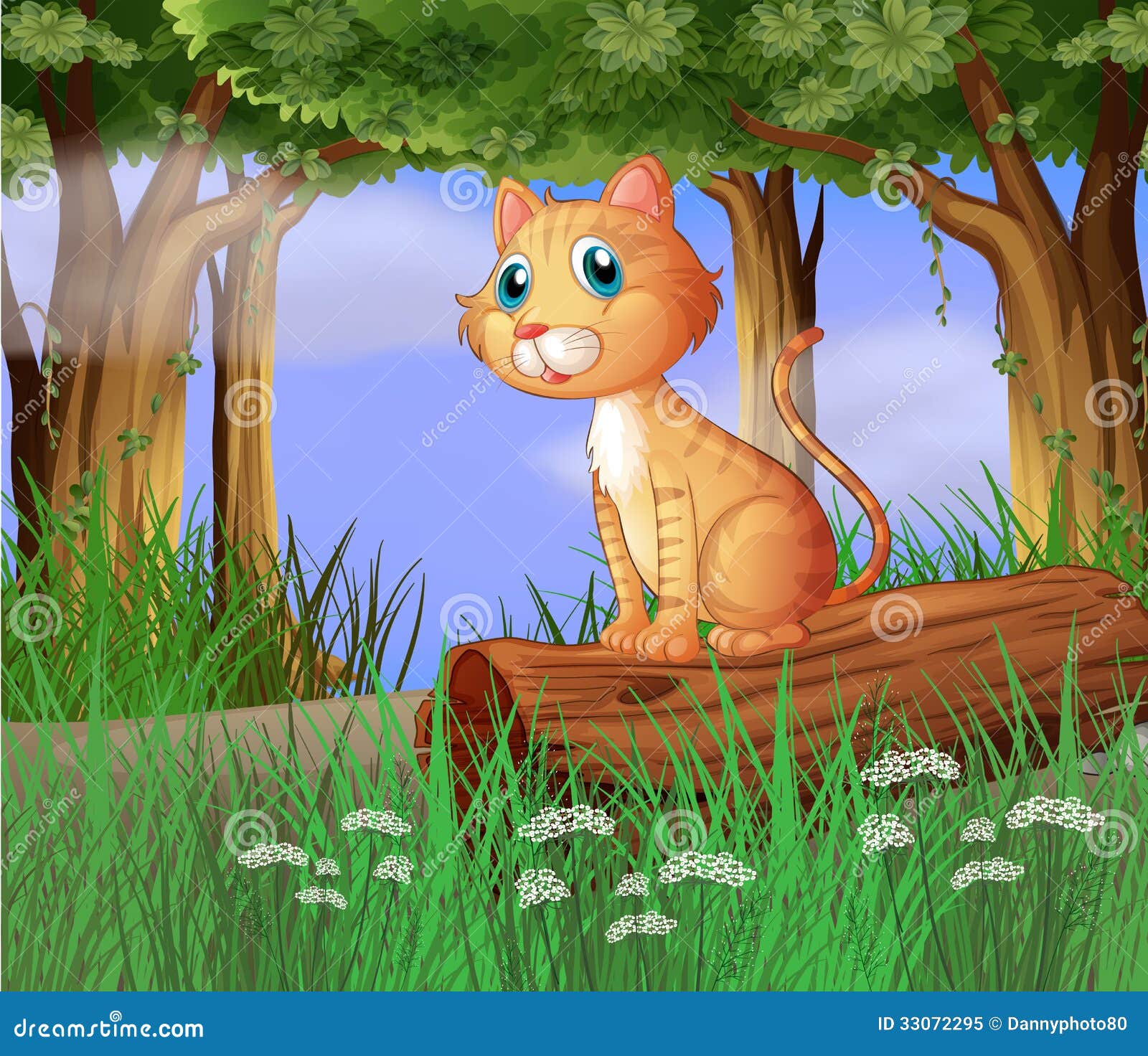 A cat in a forest stock vector. Illustration of outdoors - 33072295