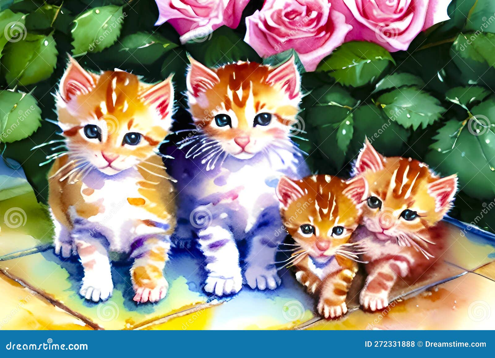 Cat in the gaden stock illustration. Illustration of cartoon - 272331888