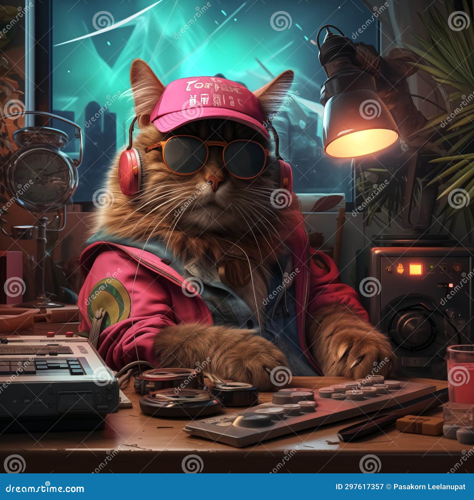 A Cat with Gadgets and Everyday Objects Stock Image - Image of cyber ...